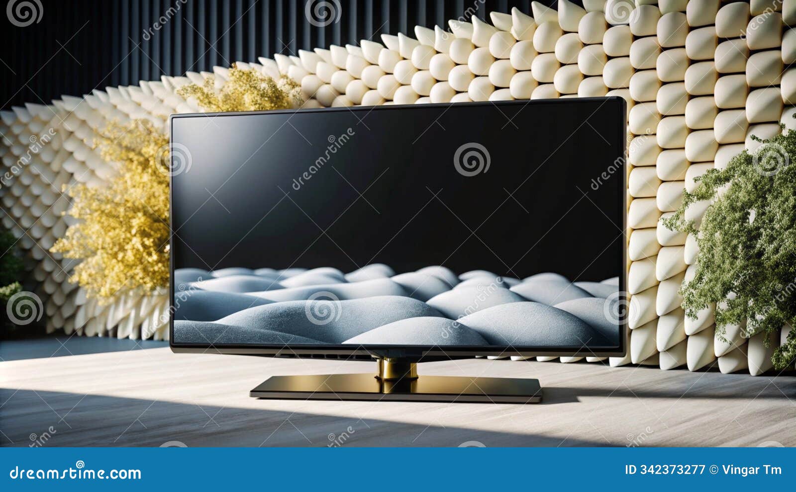 A Modern Flat Screen Television with a Blank Screen in a Minimalist ...