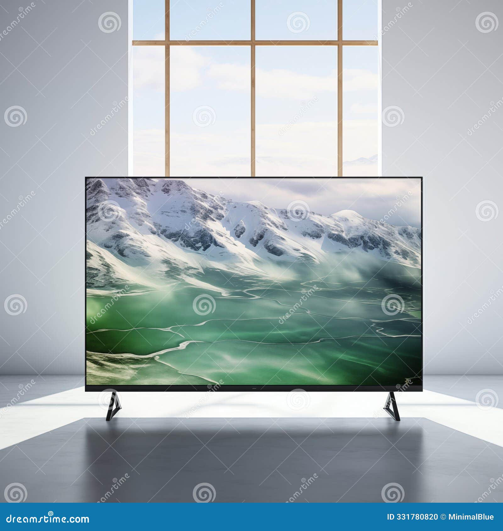 Modern Flat Screen TV in a Minimalist Room Stock Illustration ...