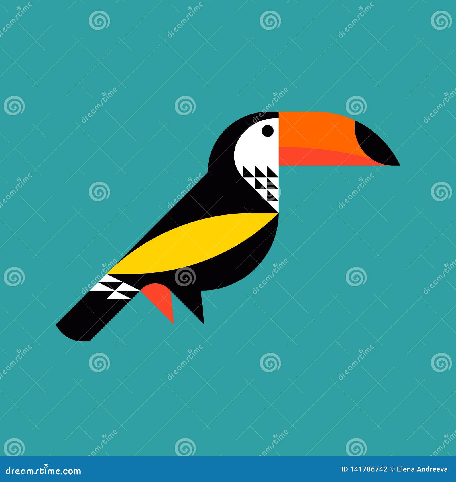 Modern Flat Style Illustration of Colorful Toucan Stock Vector ...