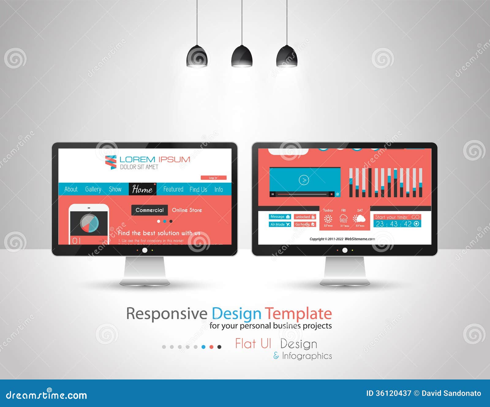 Modern Flat Style UI Interface Designs Stock Illustration ...