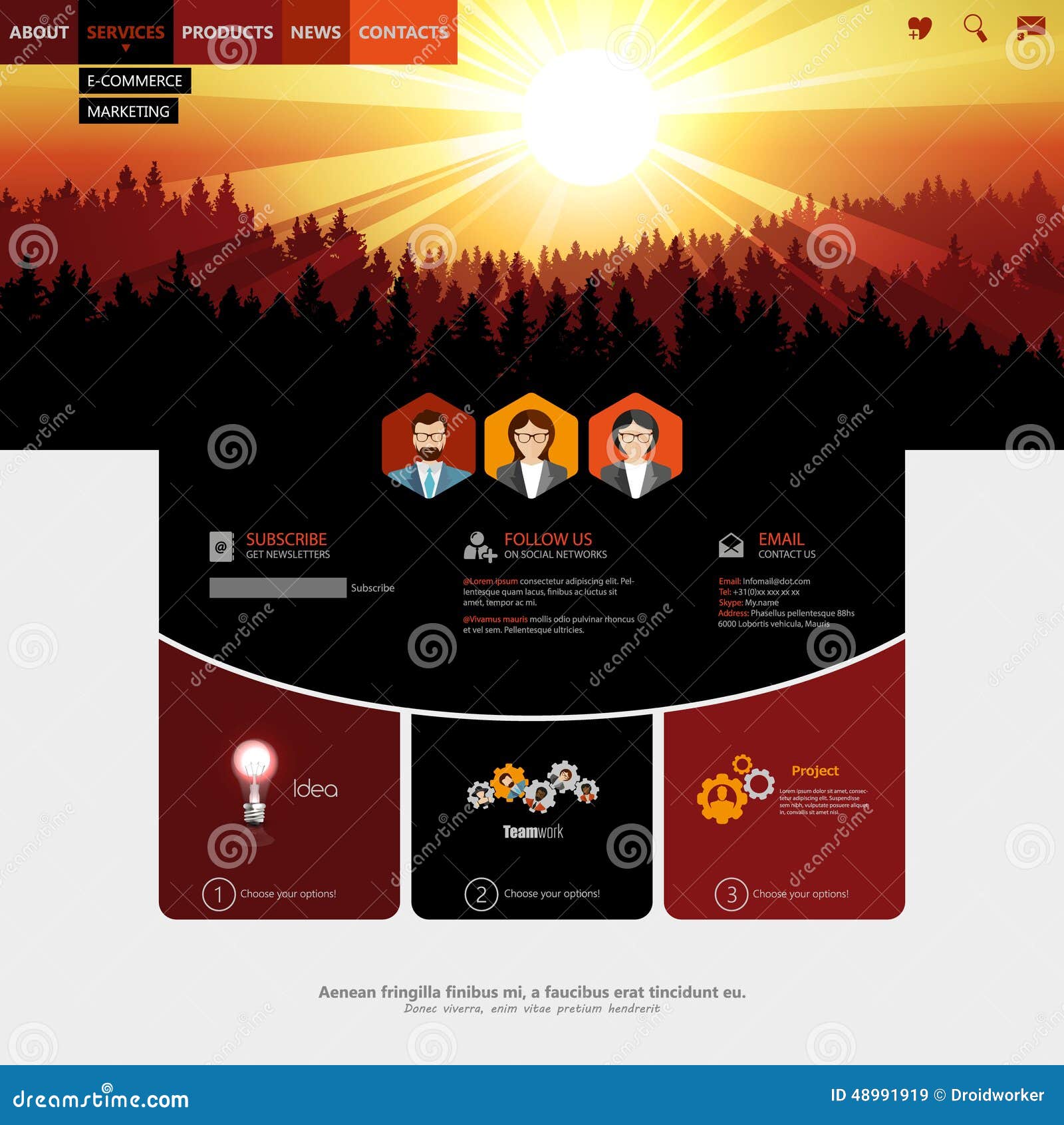 Modern Flat Style Website Design /autumn Theme/ Vector EPS10 Stock ...