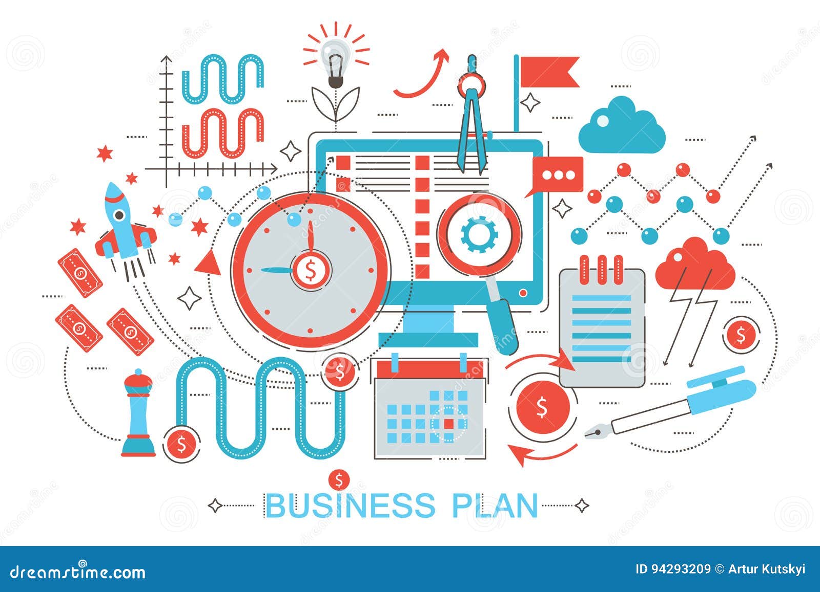 Modern Flat Thin Line Design Business Project Plan Concept for Web ...