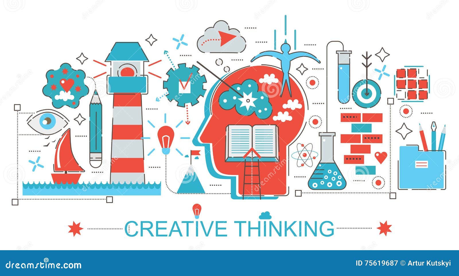 Modern Flat Thin Line Design Creative Thinking and Brainstorming ... Modern Flat Thin Line Design Creative Thinking and Brainstorming ...