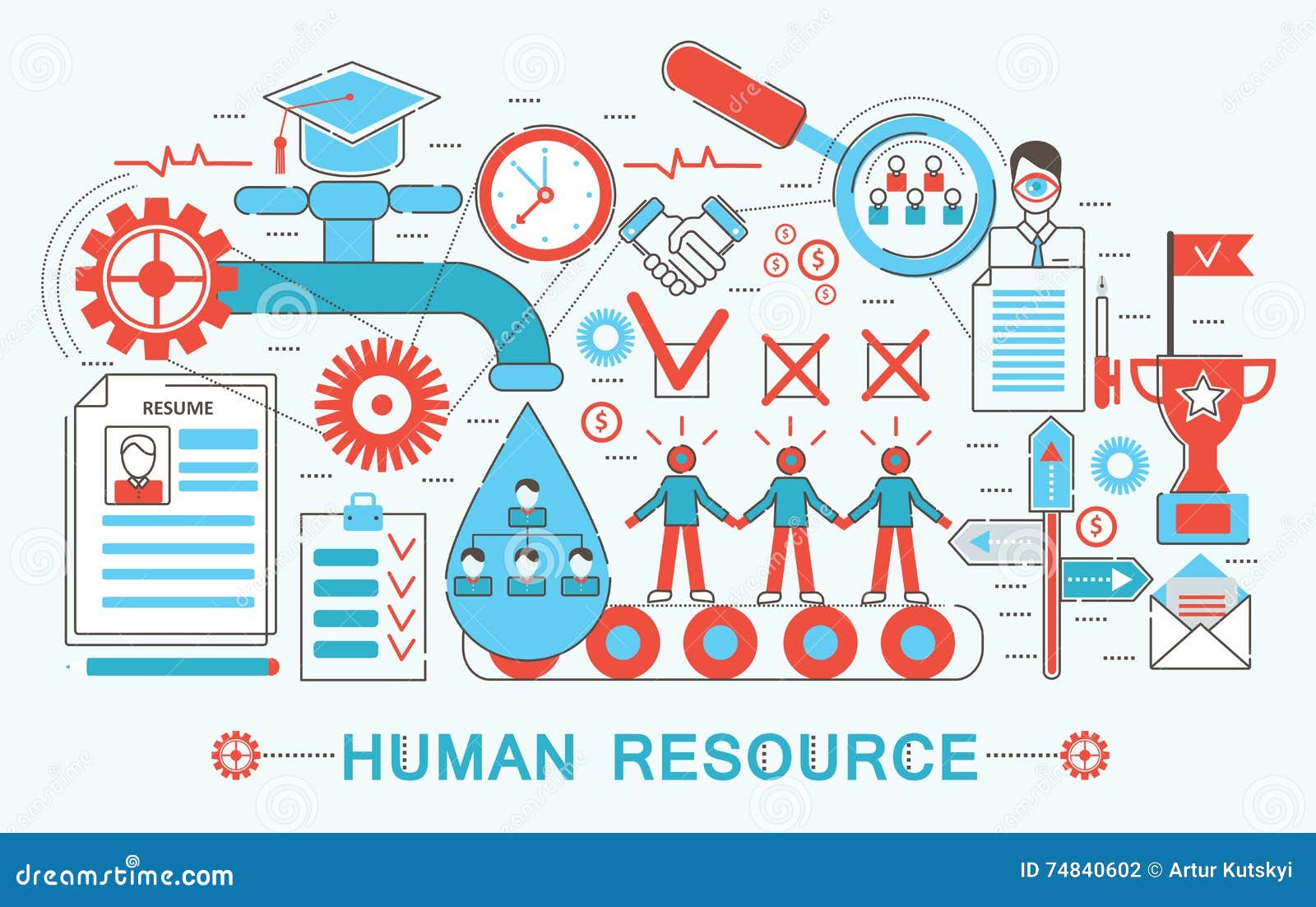 Modern Flat Thin Line Design Human Resource Concept Stock Vector ...