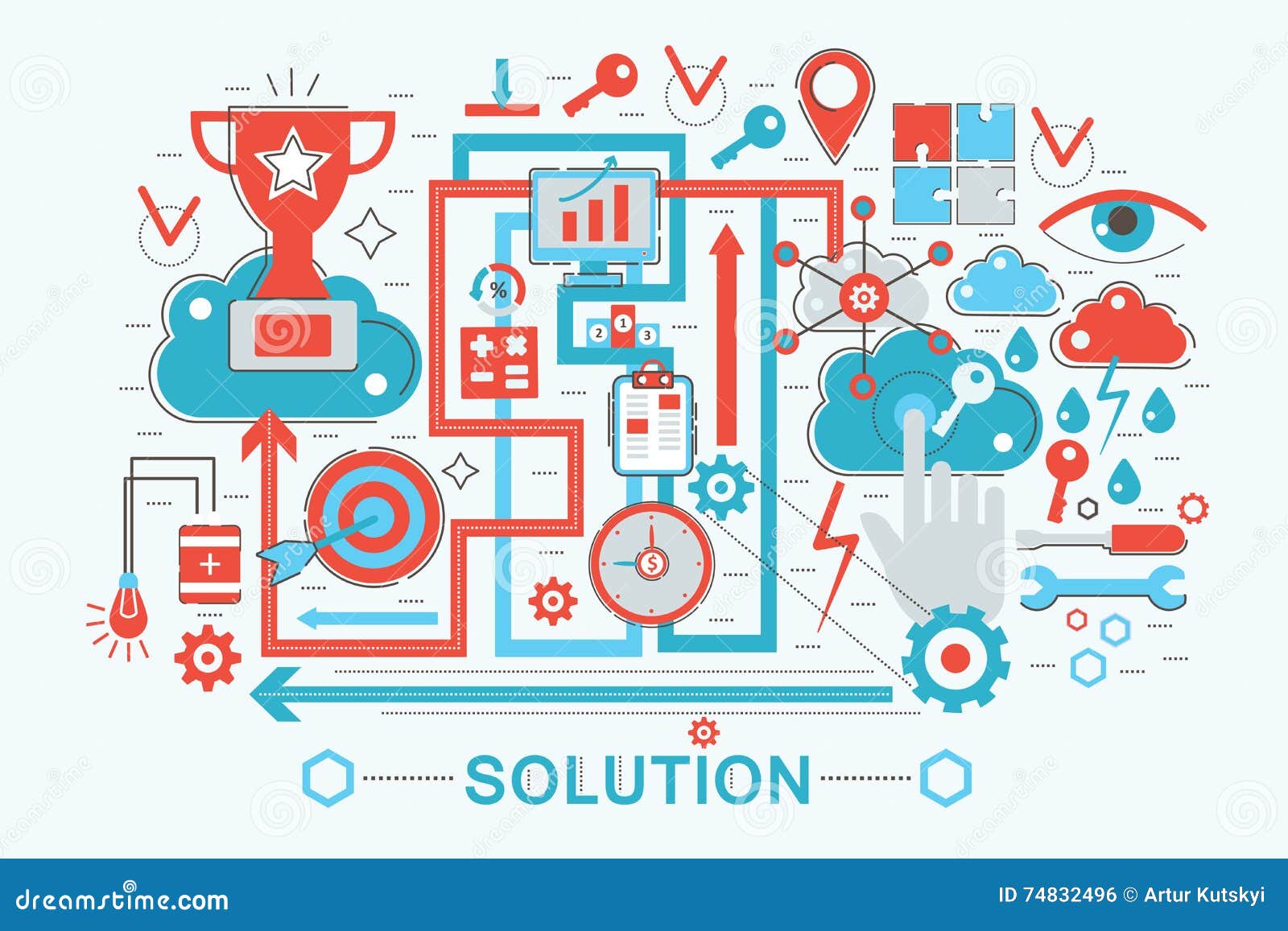 Modern Flat Thin Line Design Solution and Business Solutions Concept ...