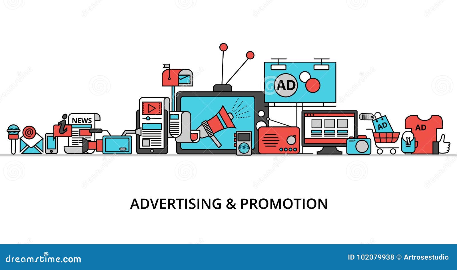 Concept of Advertising, Marketing and Promotion Process Stock Vector ...