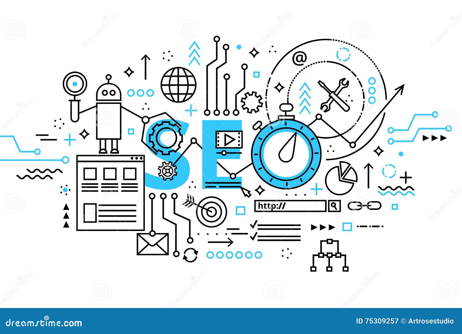 Modern Flat Thin Line Design Vector Illustration Stock Vector ...