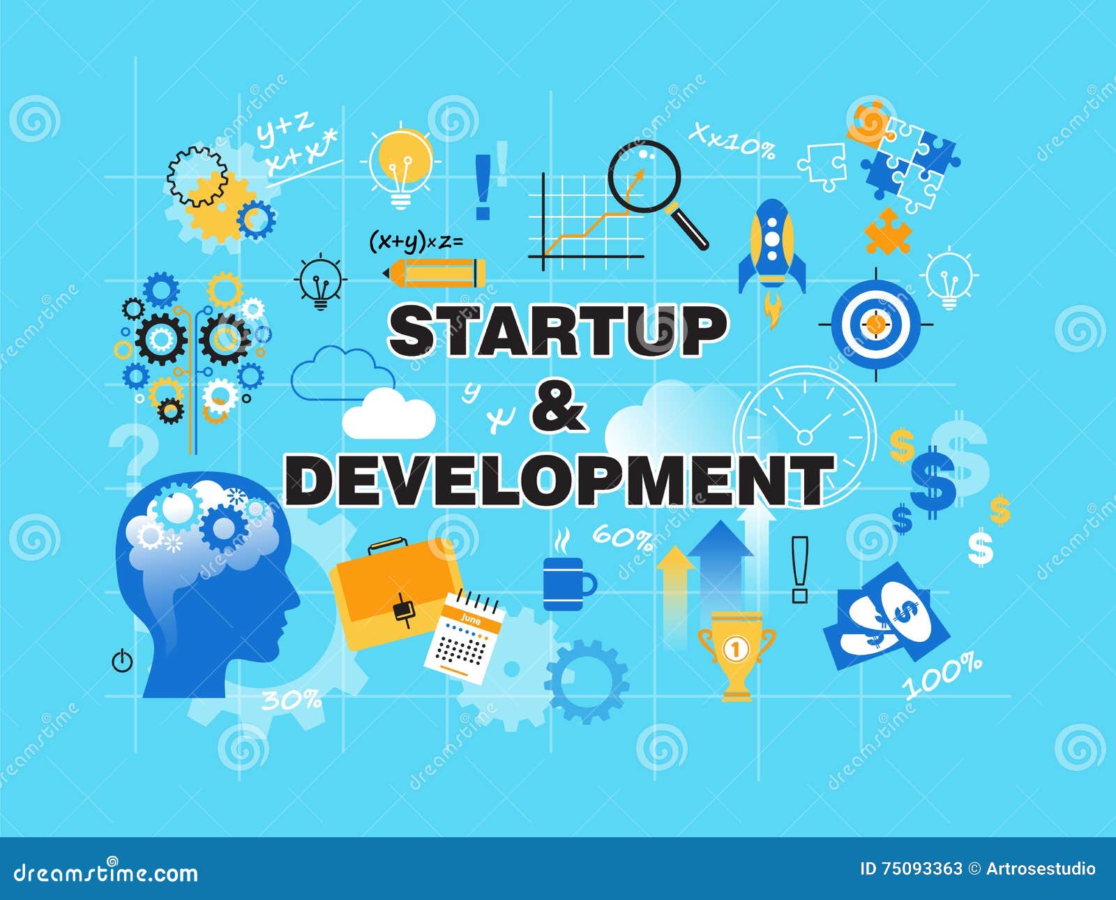 Modern Flat Thin Line Design Vector Illustration, Concept of Startup ...