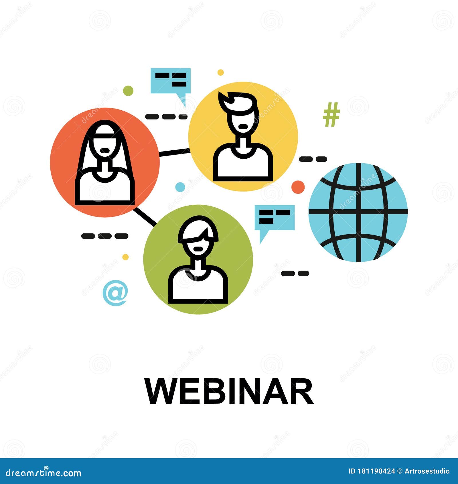 Modern Flat Thin Line Design Vector Illustration, Concept of Webinar ...