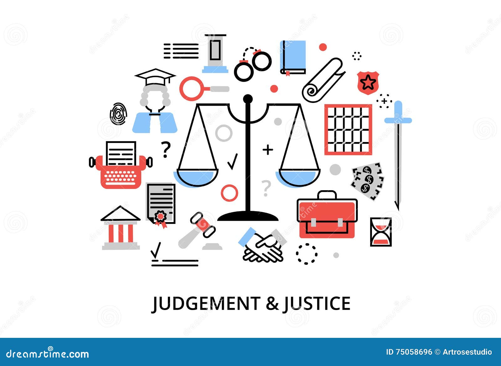 Modern Flat Thin Line Design Vector Illustration, Concepts of Judgment ...