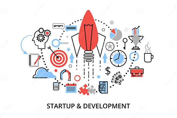 Modern Flat Thin Line Design Vector Illustration, Concepts of Startup ...