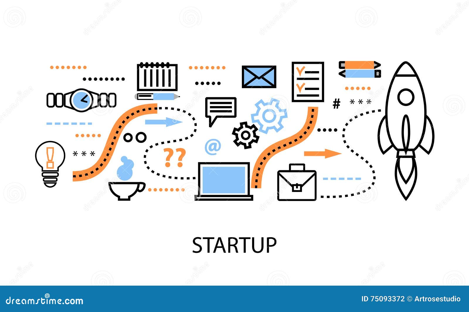 Startup Project Strategy Set Of Banners Vector Illustration. Digital ...