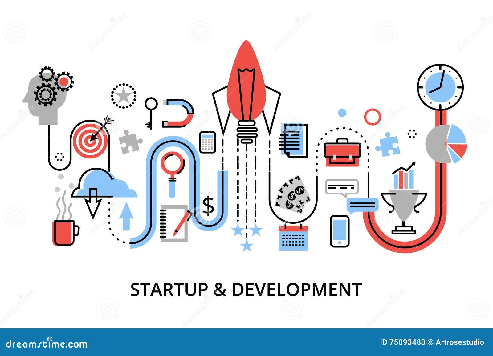 Modern Flat Thin Line Design Vector Illustration, Concepts of Startup ... Modern Flat Thin Line Design Vector Illustration, Concepts of Startup ...