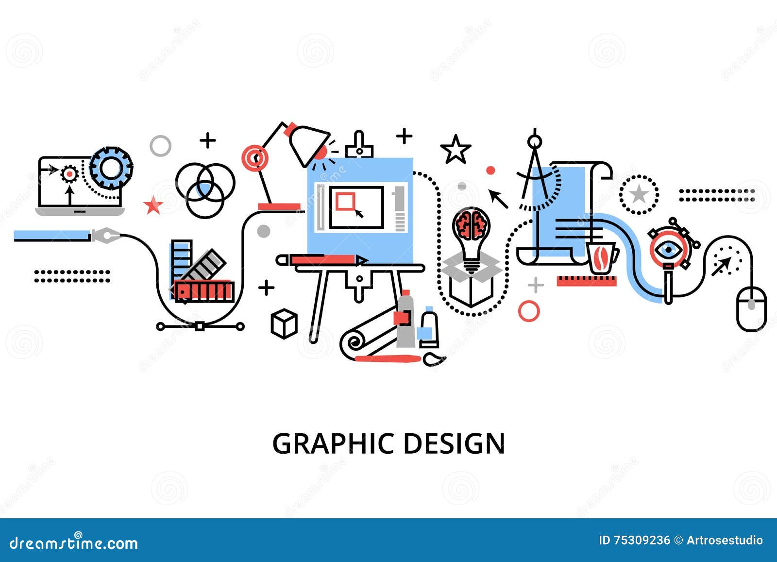 Modern Flat Thin Line Design Vector Illustration Stock Vector ...