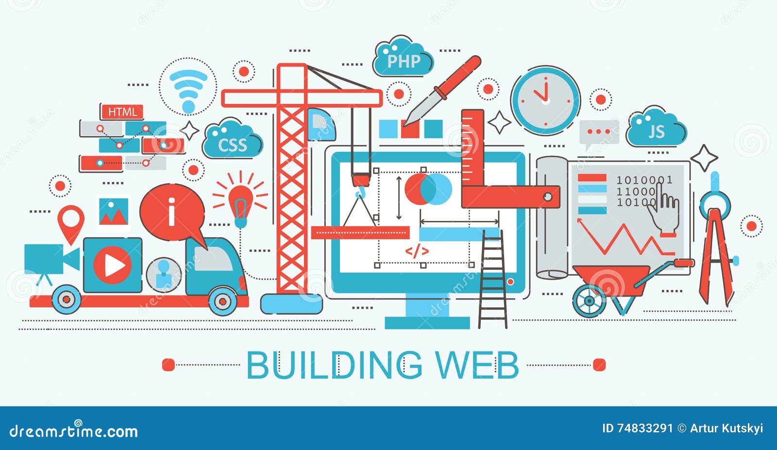 Modern Flat Thin Line Design Website Building Progress Stock Vector ...