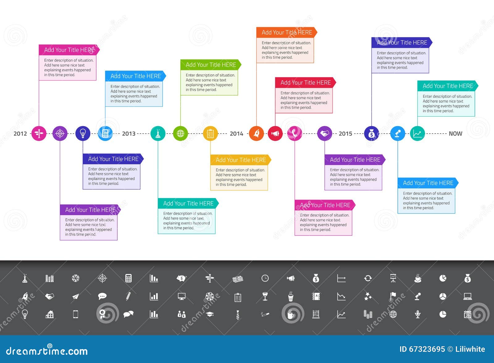 Modern Flat Timeline with Rainbow Colors Stock Illustration ...