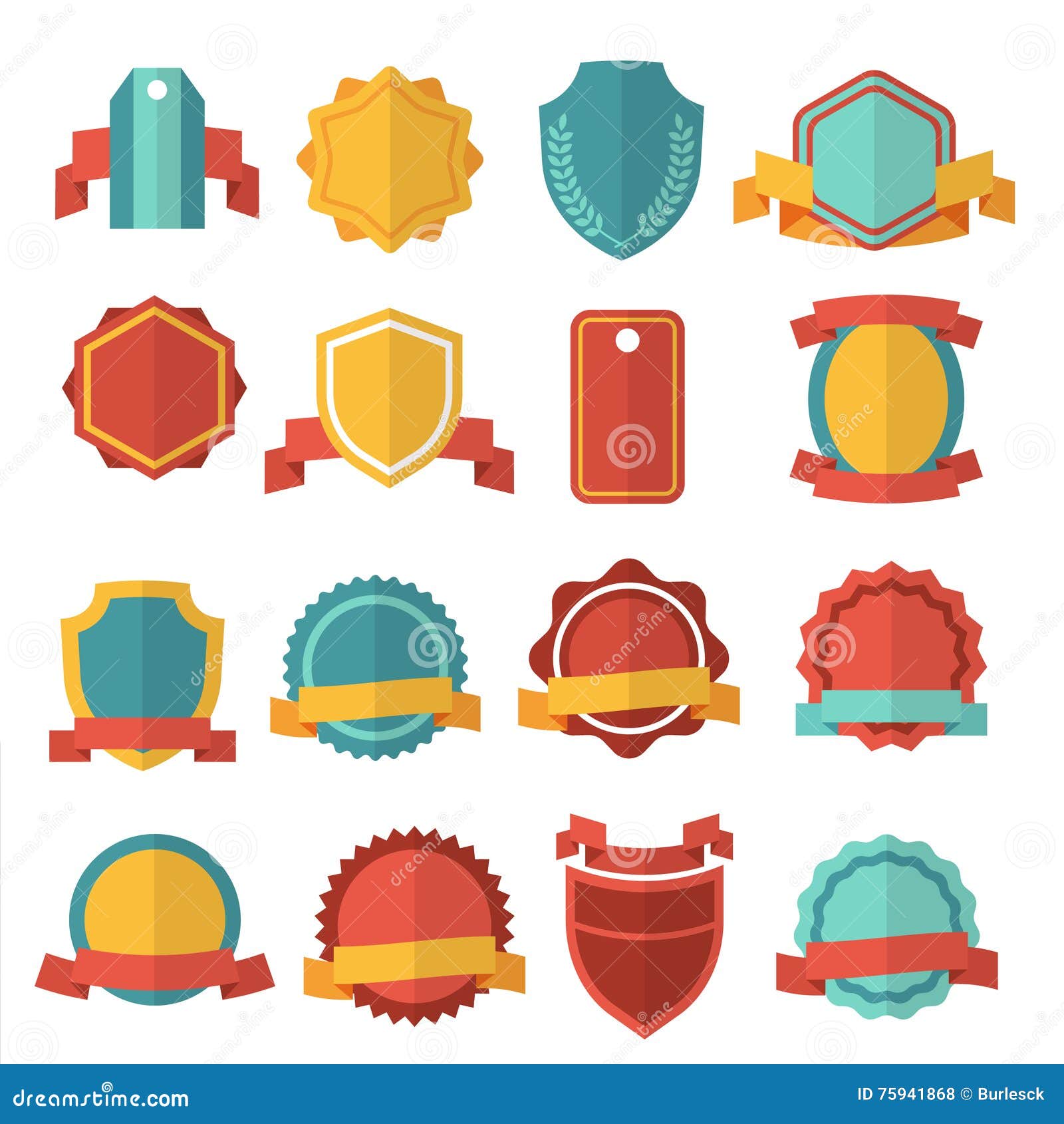 Modern Flat Vector Badges Set Stock Vector - Illustration of blank ...