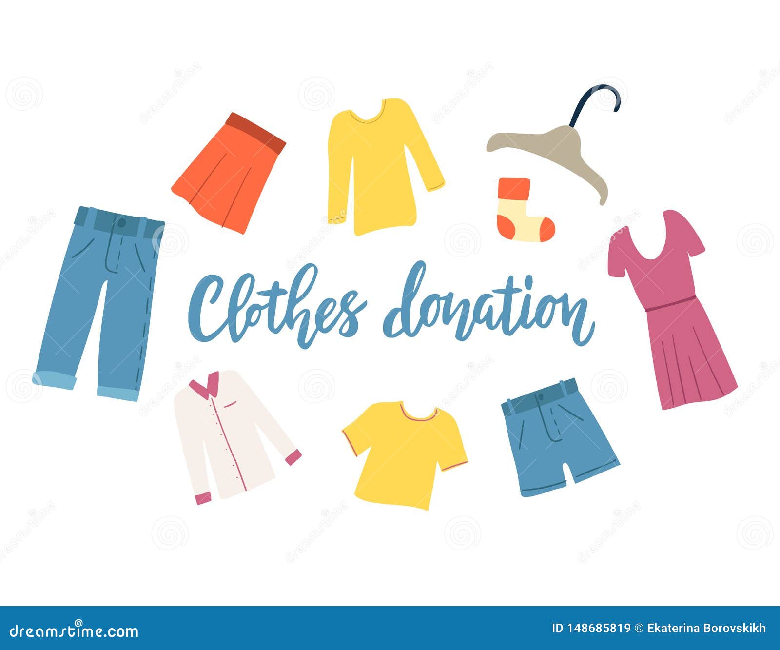 Modern Flat Vector Cartoon Illustration. Clothes Donation Stock Vector ...