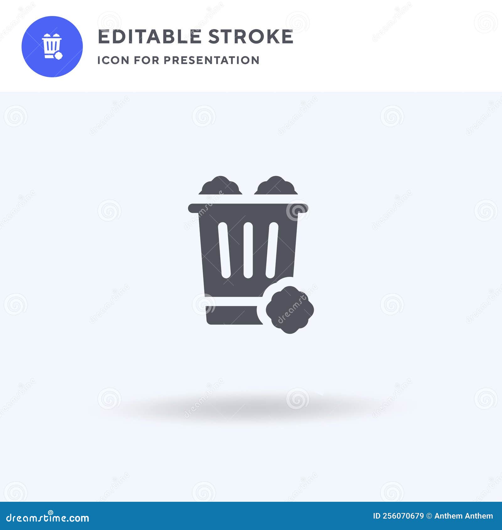 Bin Icon Vector, Filled Flat Sign, Solid Pictogram Isolated on White ...