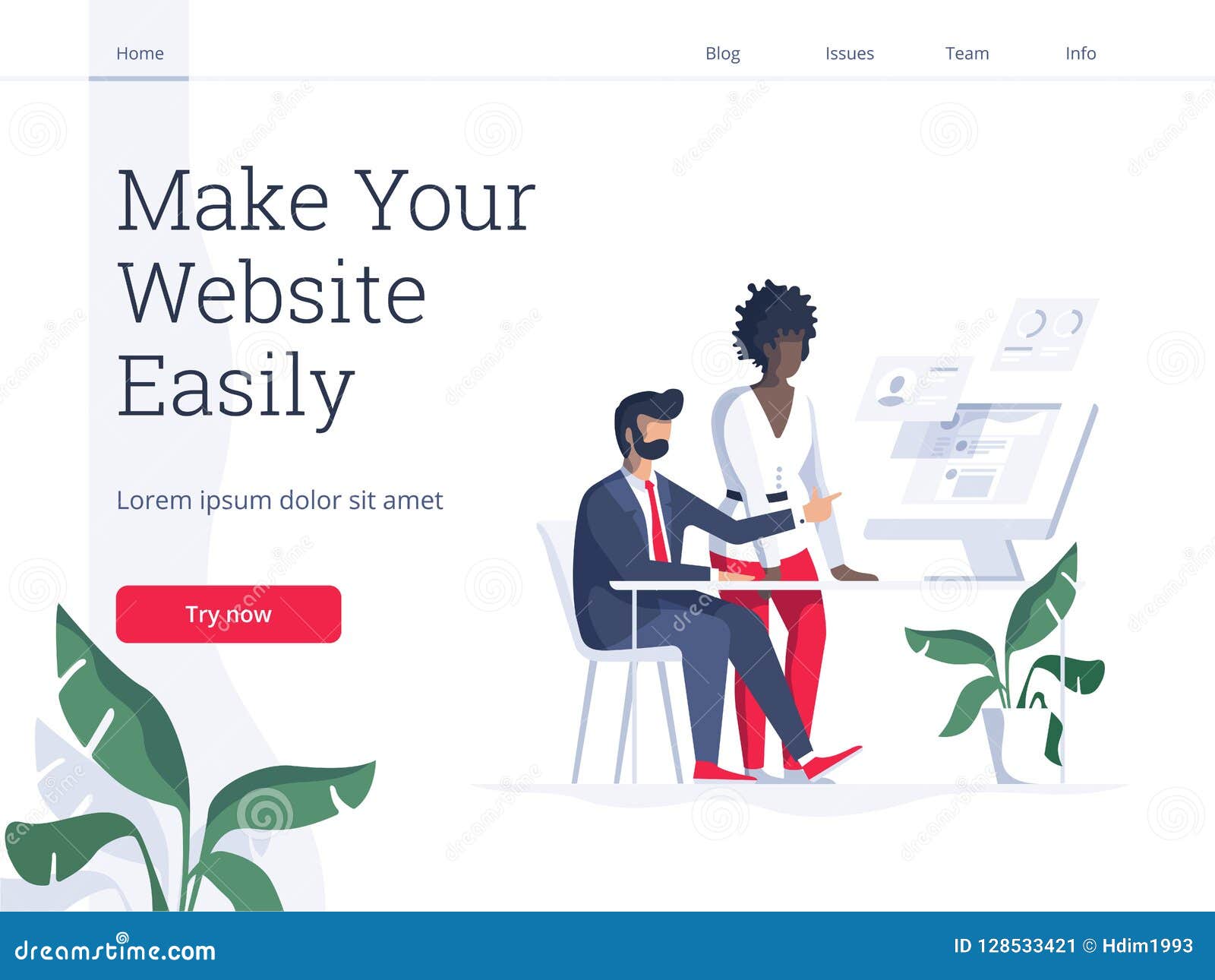 Modern Flat Vector Illustration Concept of People Making Web Page ...