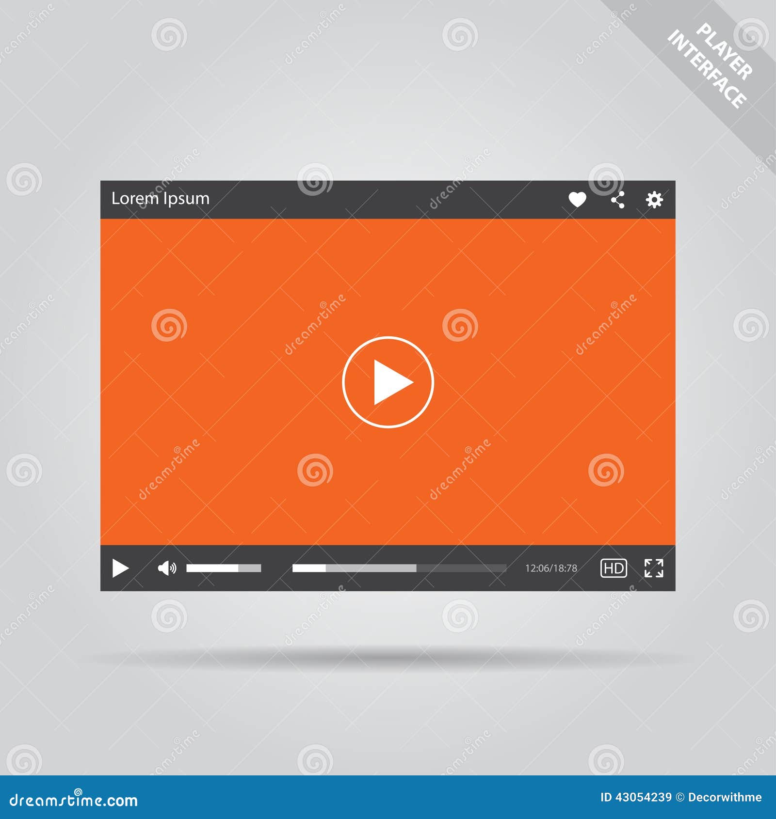 Modern Flat Video Player Interface Stock Vector - Illustration of ...