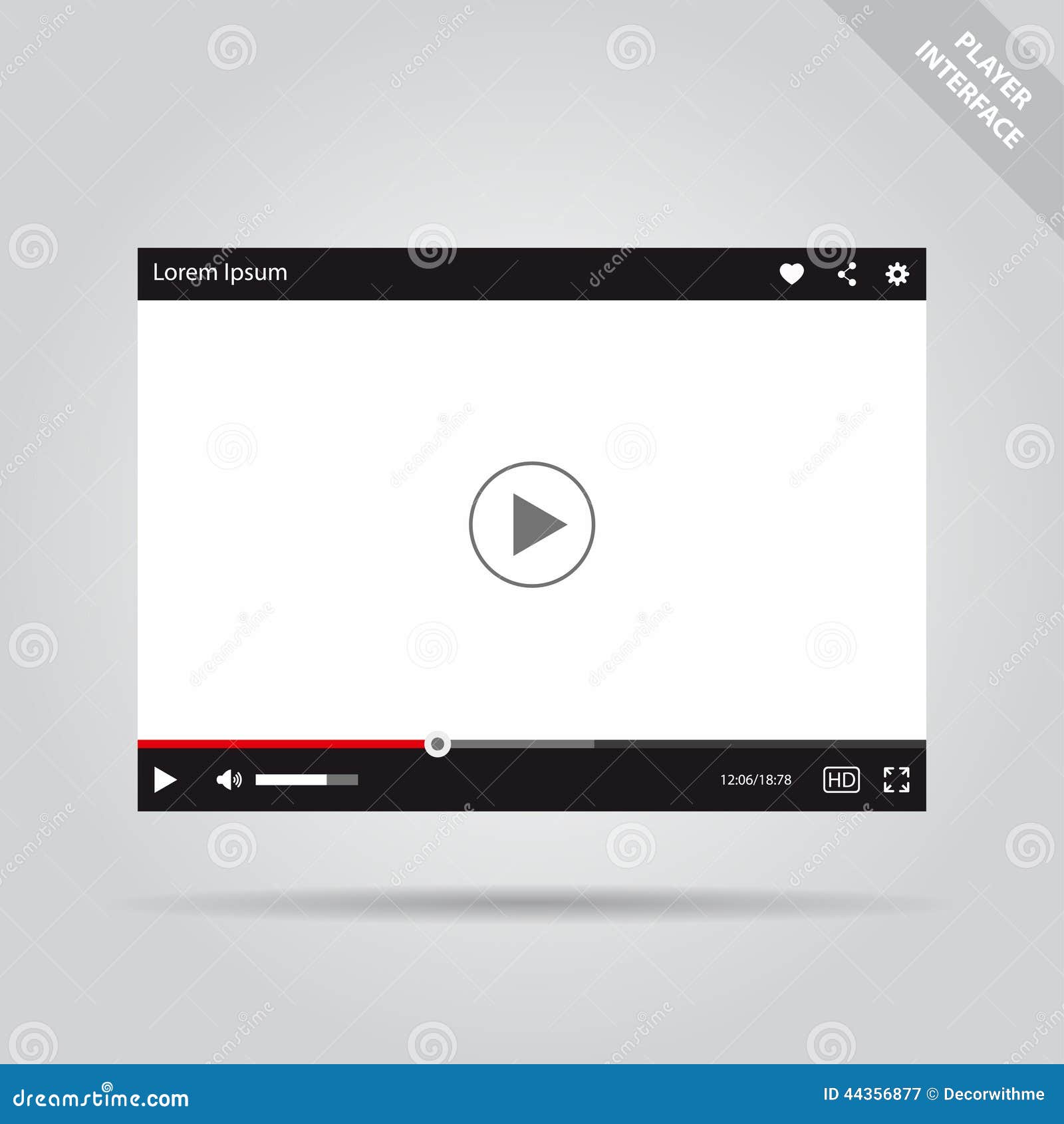 Modern Flat Video Player Interface Stock Vector - Illustration of music ...