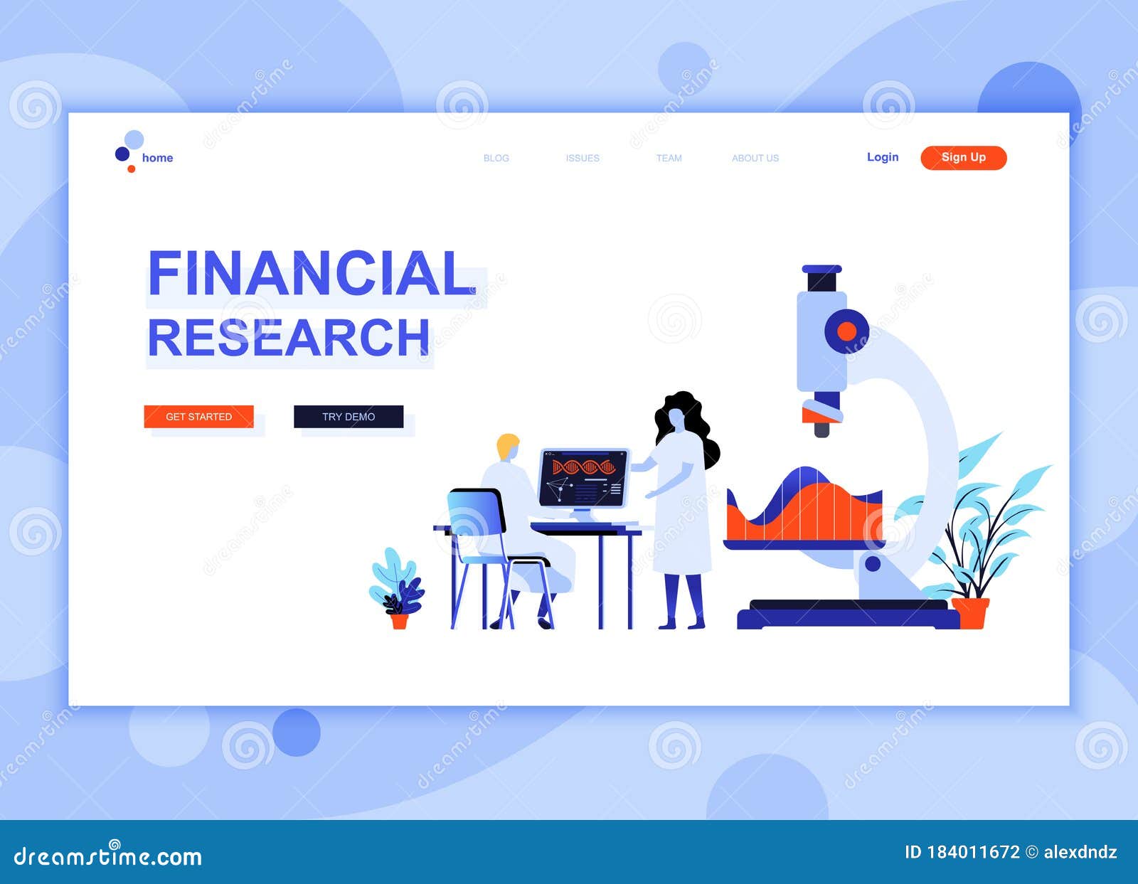 Modern Flat Web Page Design Template Concept of Financial Research ...