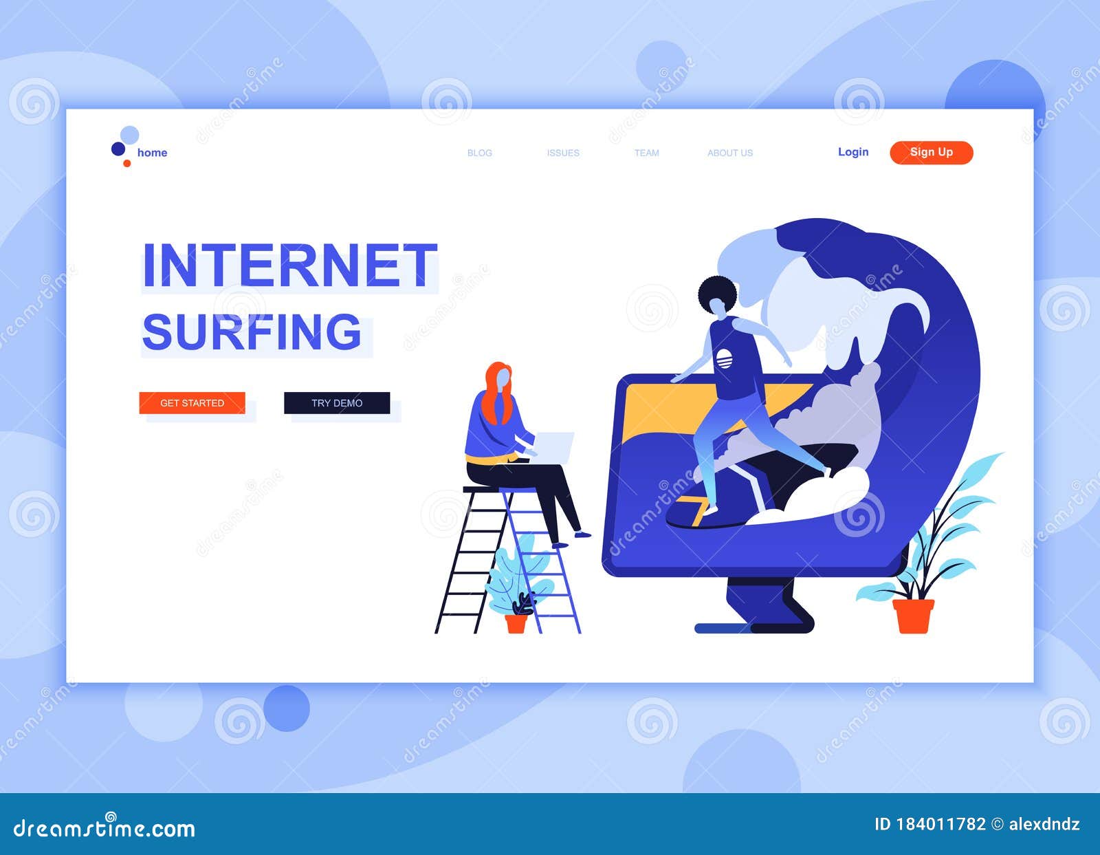 Modern Flat Web Page Design Template Concept of Internet Surfing ...