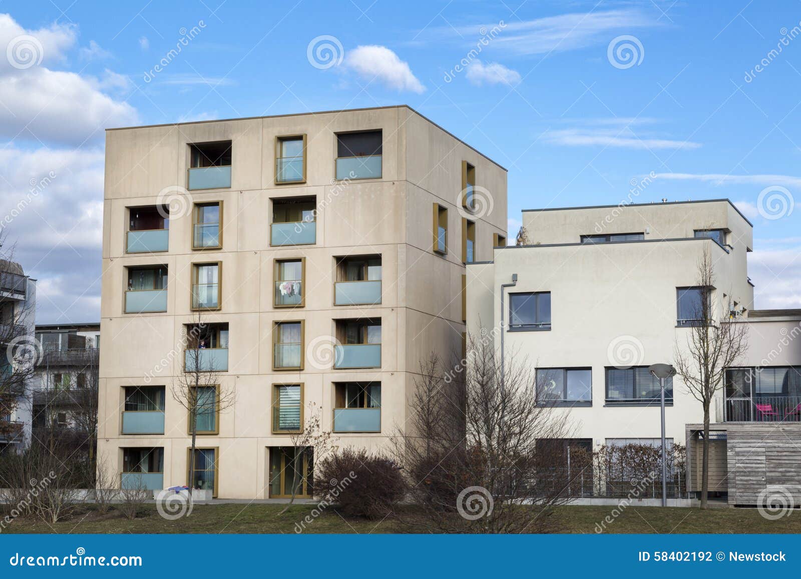 Modern flats stock photo. Image of estate, townhouse - 58402192