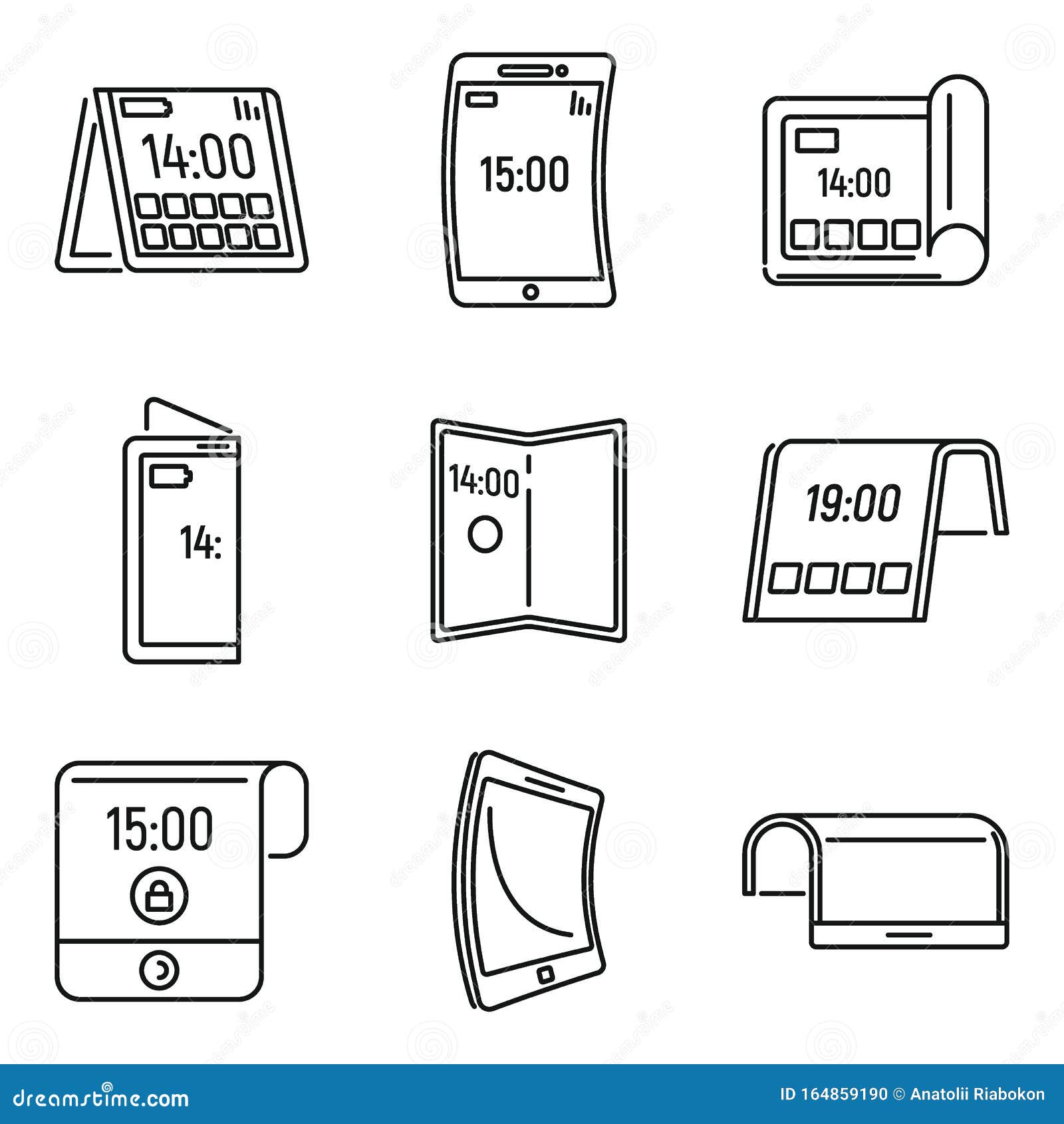 Modern Flexible Display Icons Set, Outline Style Stock Vector ...