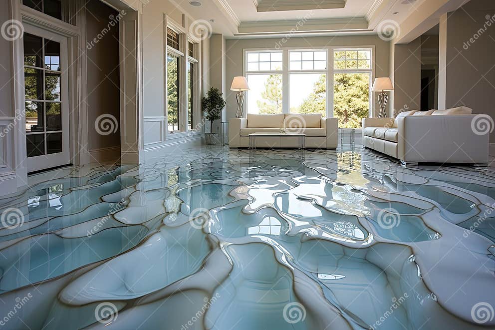Modern Floor Made with White and Blue Epoxy Resin Stock Photo - Image ...