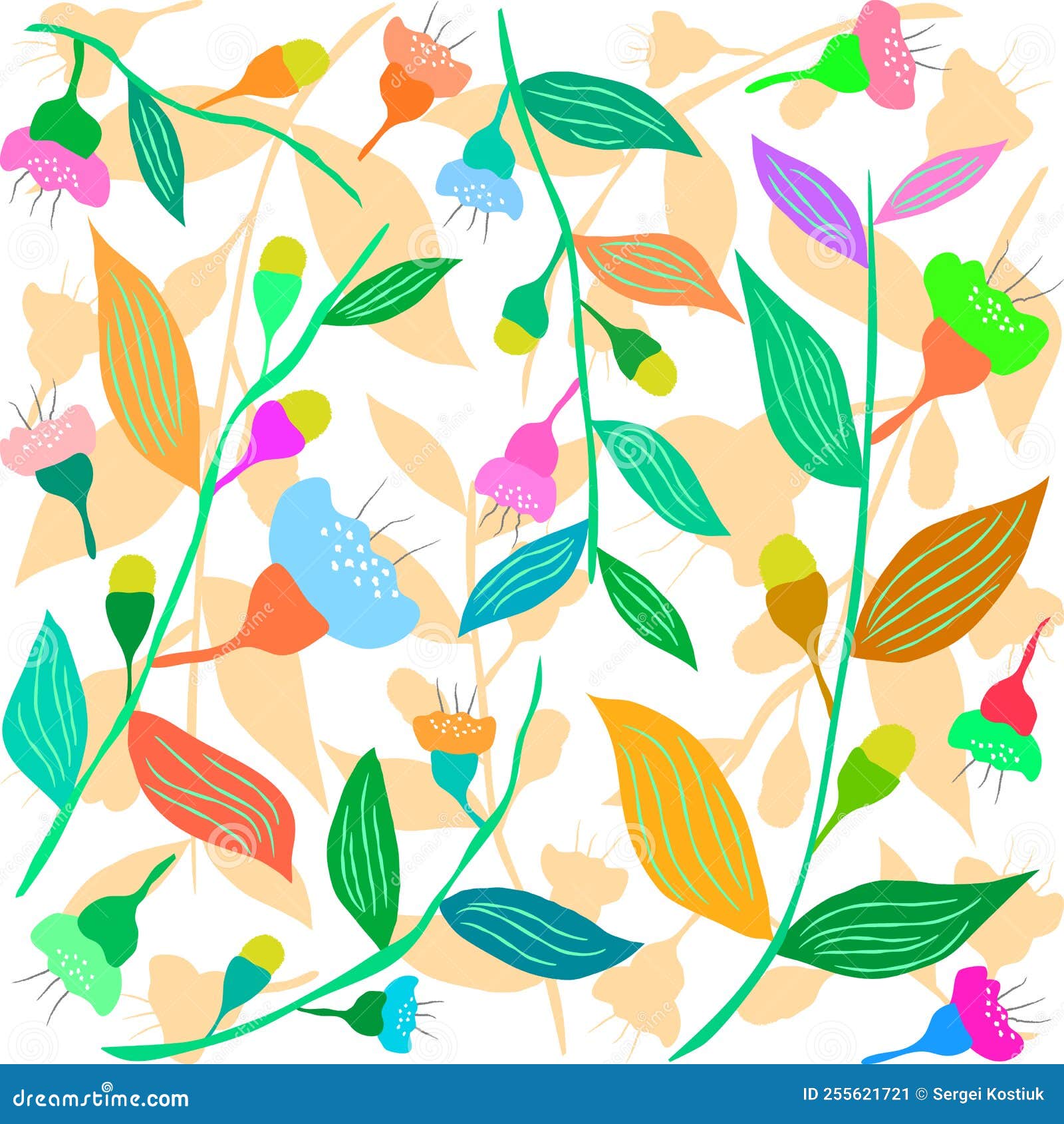 Modern Floral Pattern. Doodle Style Illustration. Creative Collage with ...