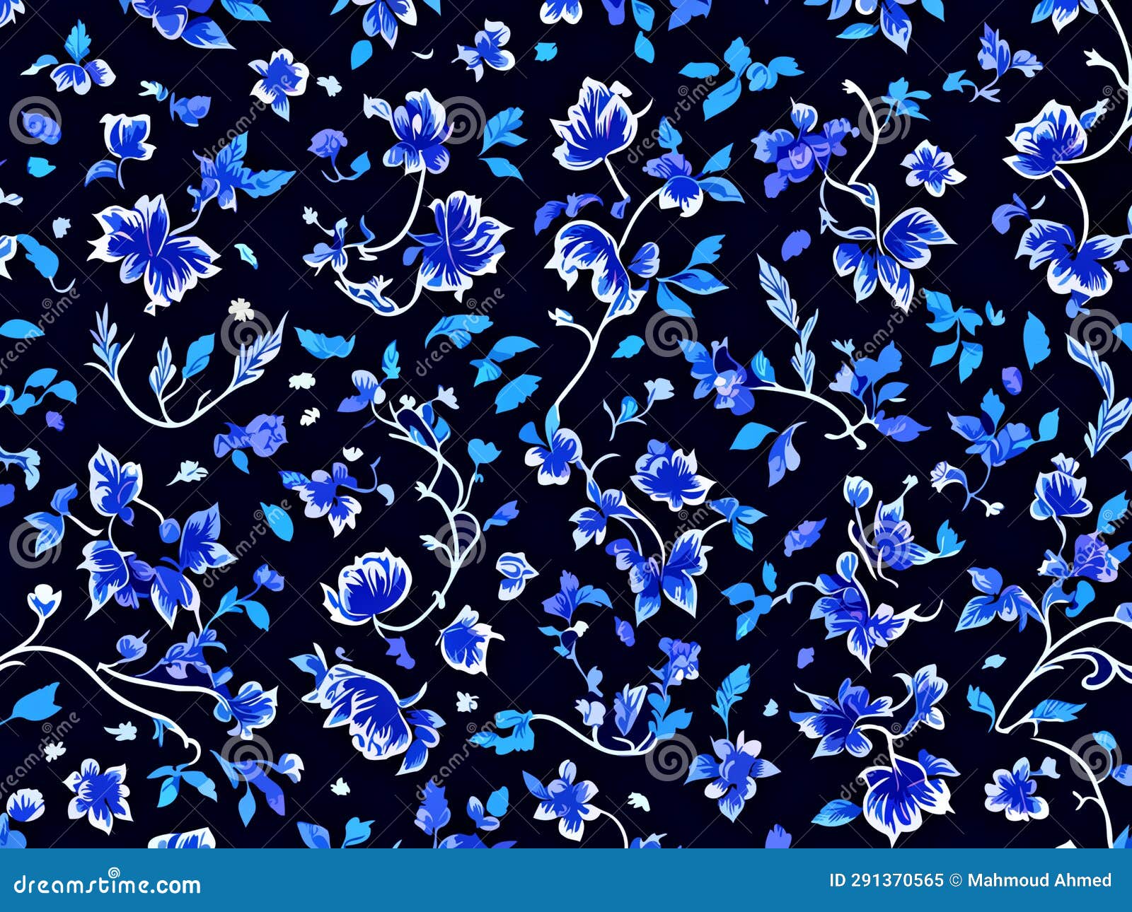 Modern Floral Vector Artwork Stock Illustration - Illustration of blue ...