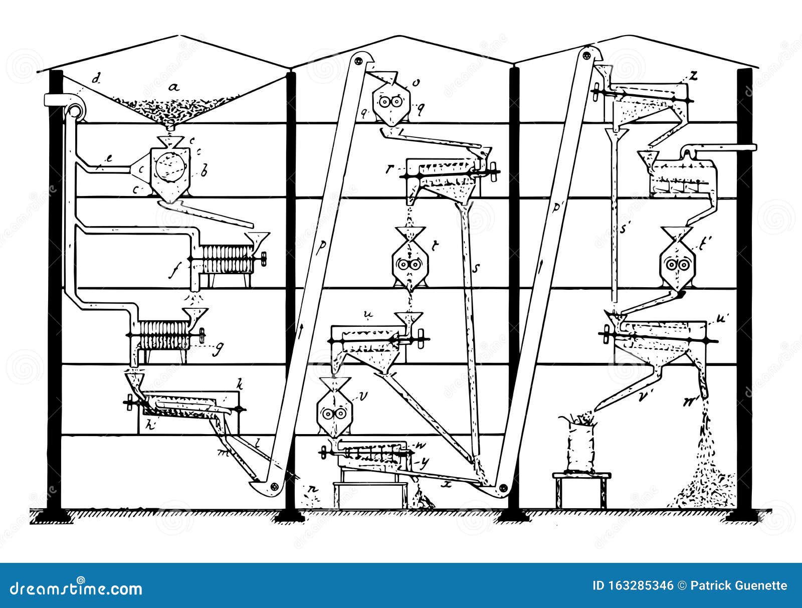 Modern Flour Mill, Vintage Illustration Stock Vector - Illustration of ...