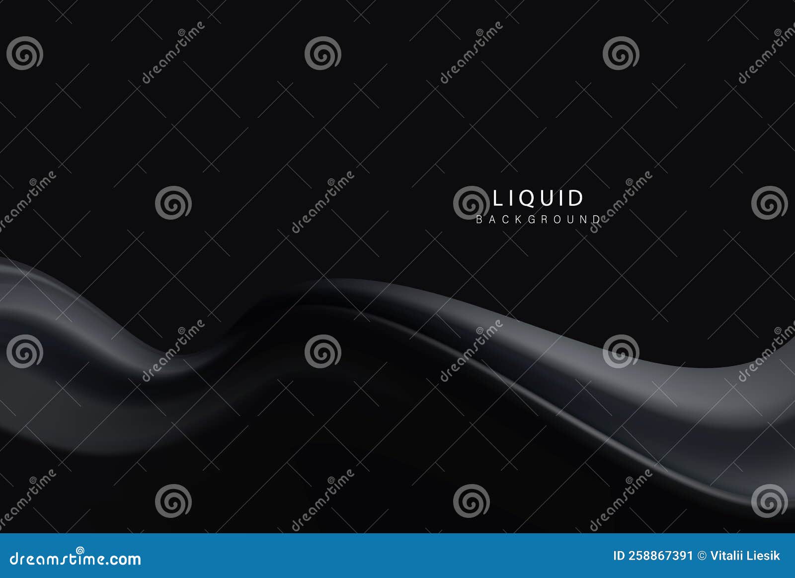 Modern Flow Vector Poster. Fluid Waveform on Dark Background. Design ...
