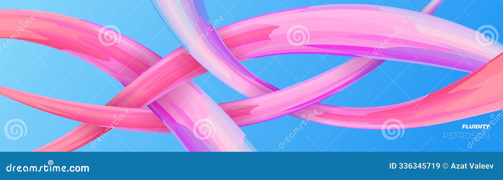 Modern Fluidity Composition Banner. Abstract Wavy 3D Liquid Shapes On ...