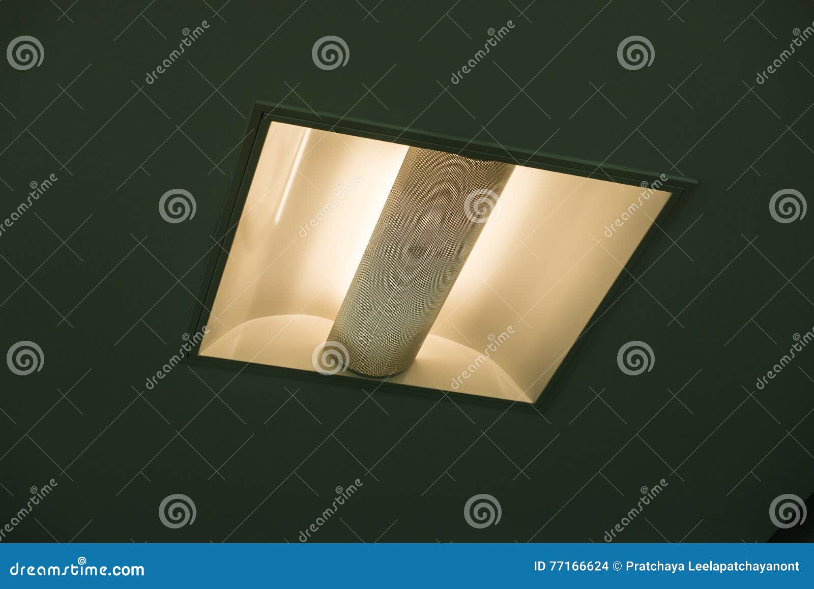 Modern Fluorescent Lamp on Ceiling Stock Photo - Image of illuminated ...