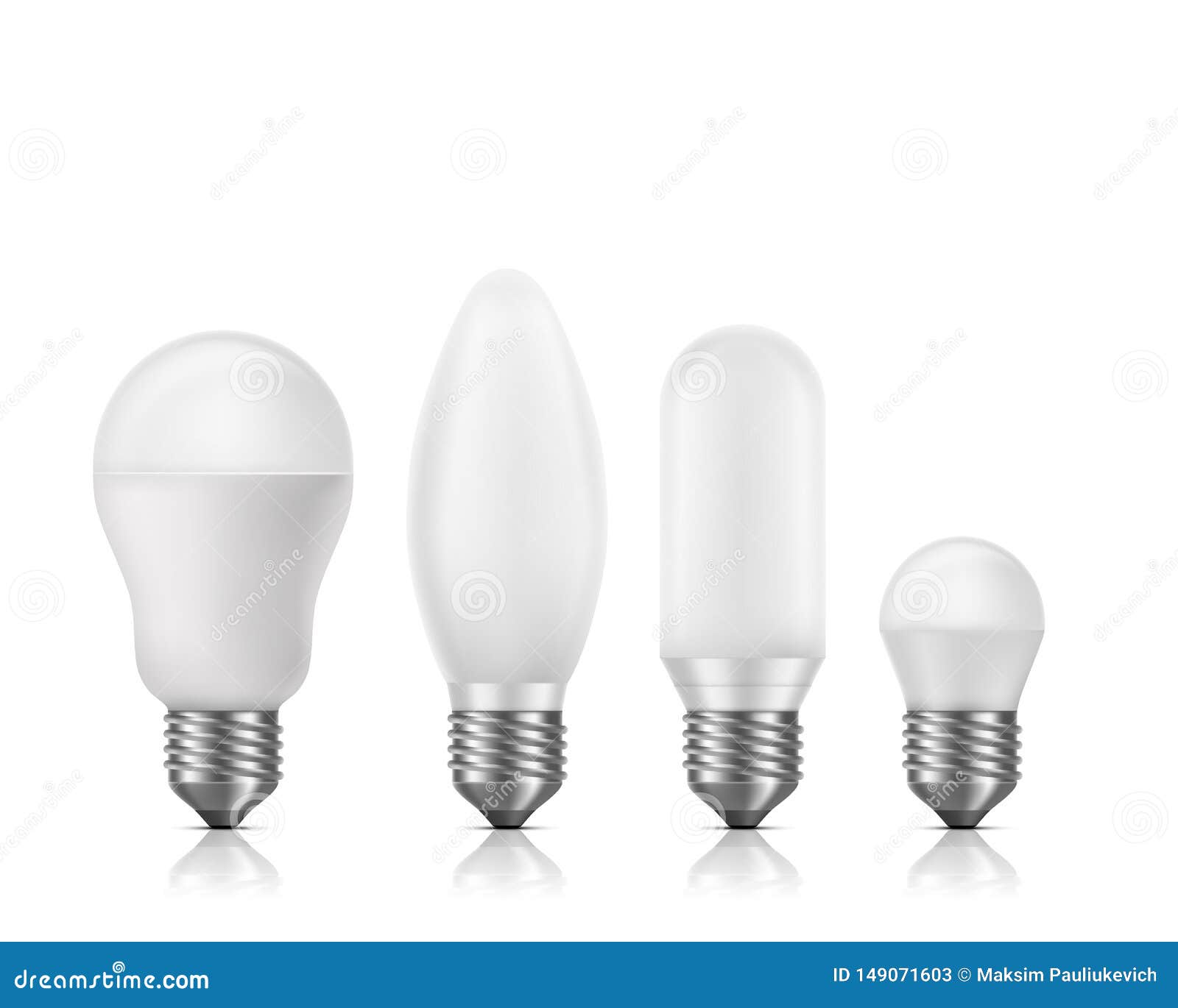 Modern Fluorescent, LED Light Bulbs Vector Set Stock Vector ...