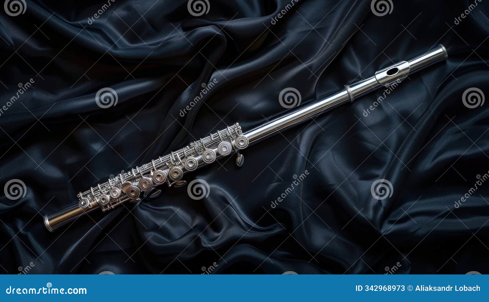 A Modern Flute with Playing Holes on a Black Background. Musical ...