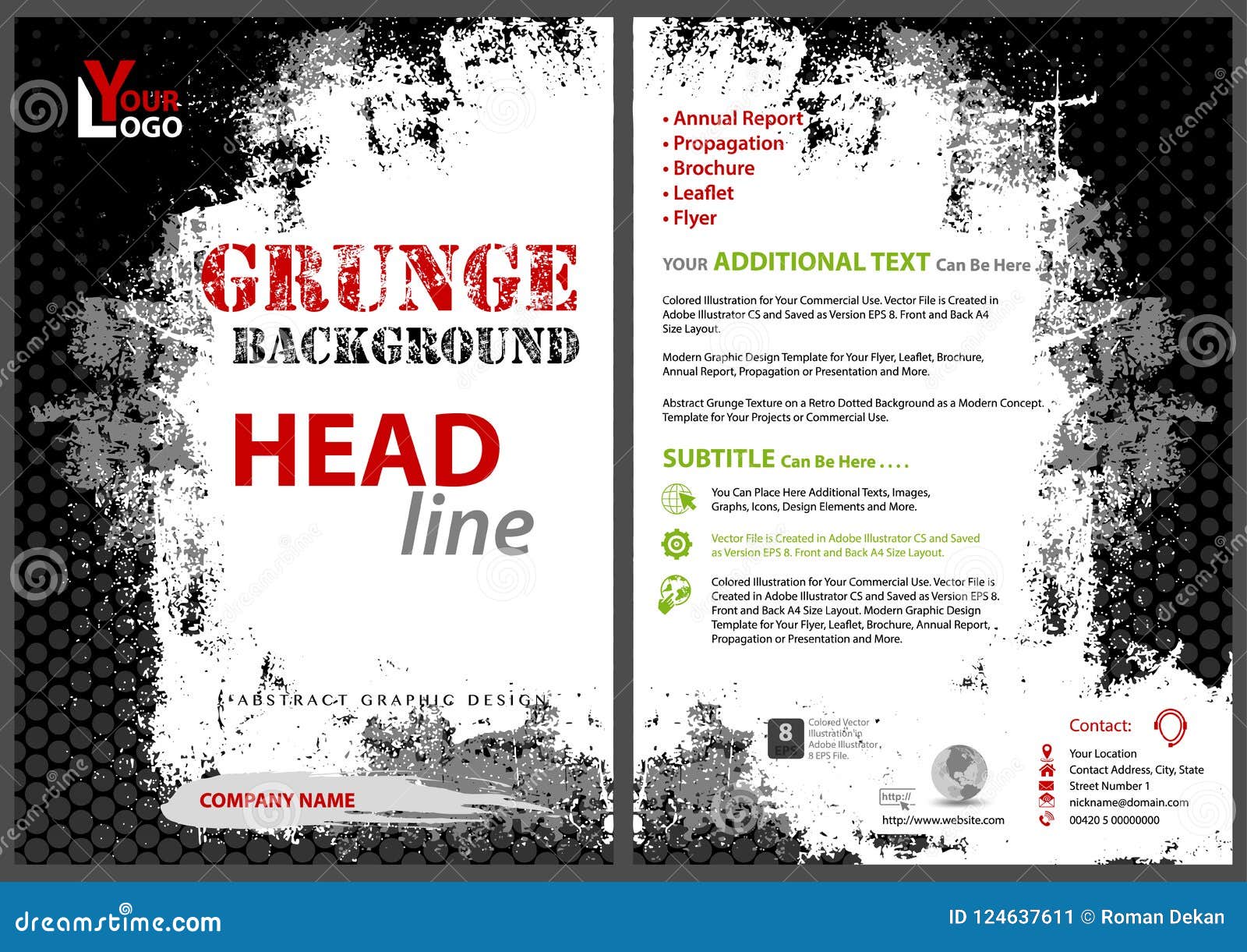 Modern Flyer Template with Grunge Background Stock Vector ...