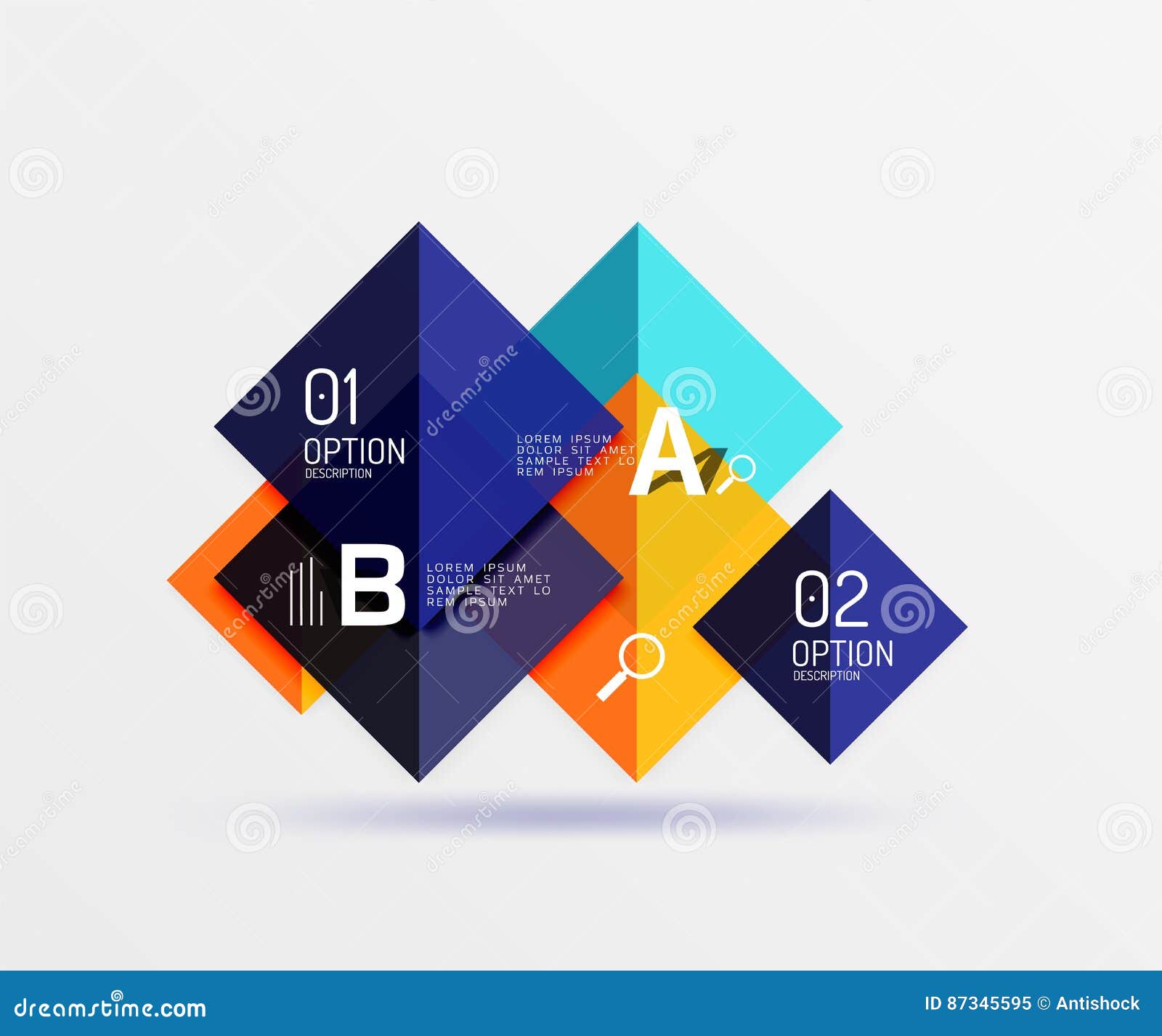 Modern Flying Square Infographic Stock Illustration - Illustration of ...