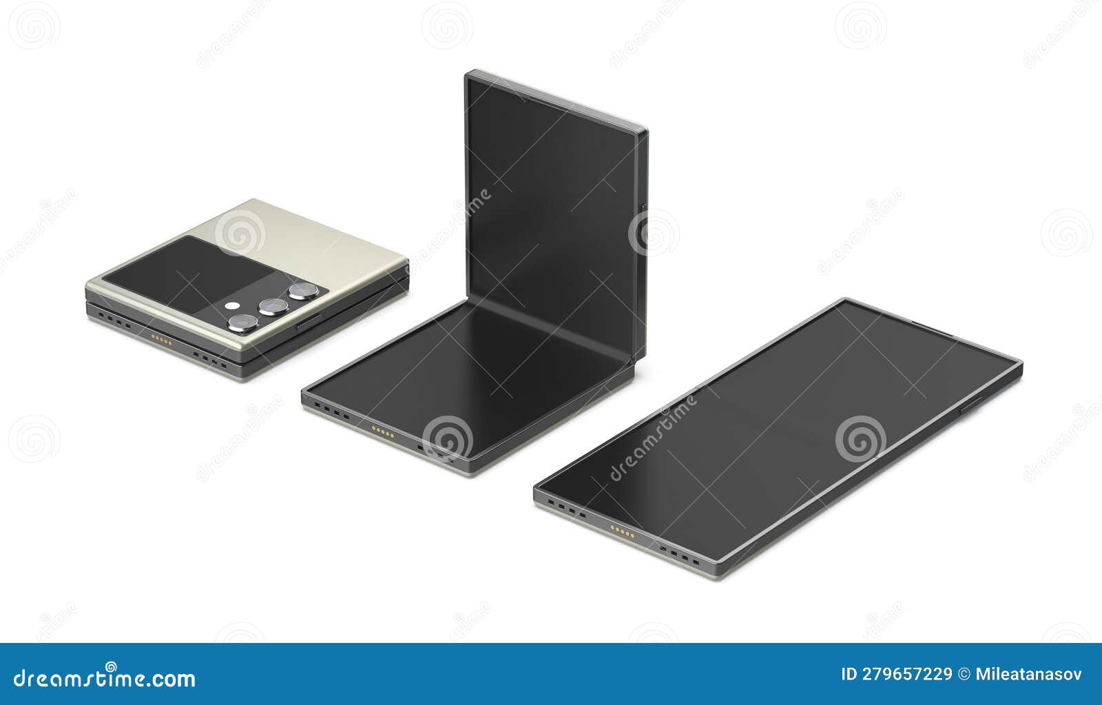 Modern Foldable Smartphones Stock Image - Illustration of empty, group ...