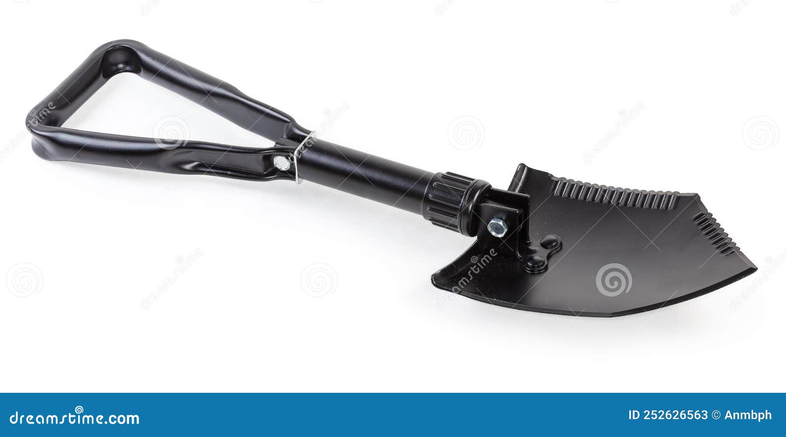 Modern Folding Steel Entrenching Tool on a White Background Stock Image ...