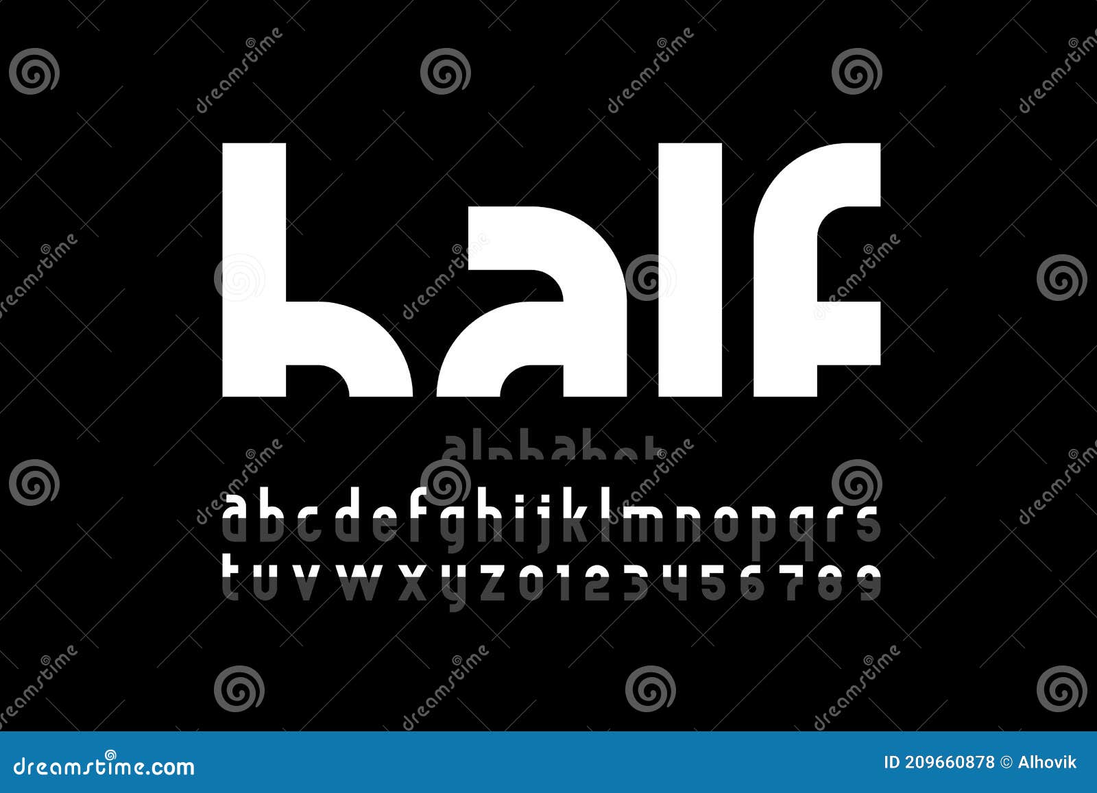 Modern font design Half stock vector. Illustration of display - 209660878