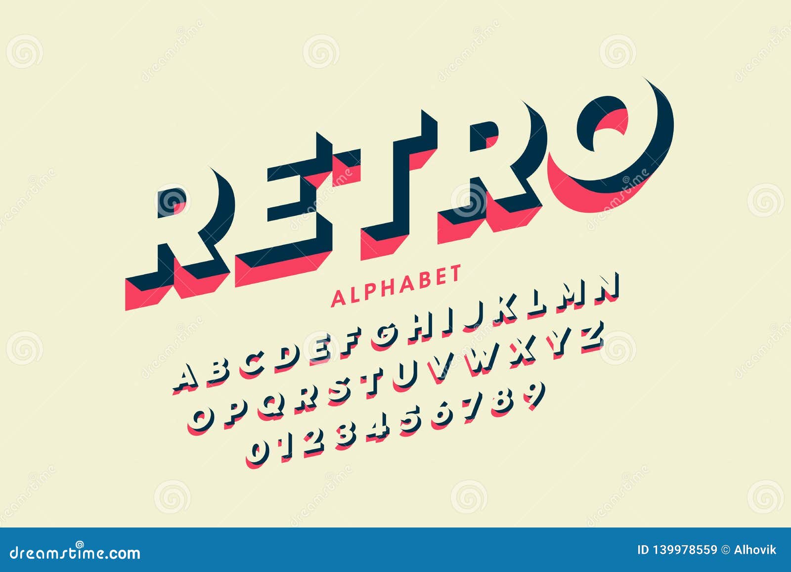 Modern Font Design in Retro Style Stock Vector - Illustration of shade ...