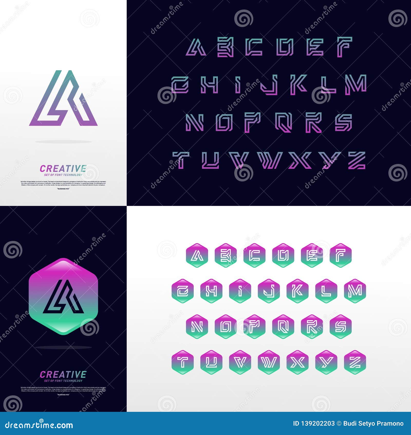 Modern Font Technology with Hexagon and Alphabet Design. Creative Font ...