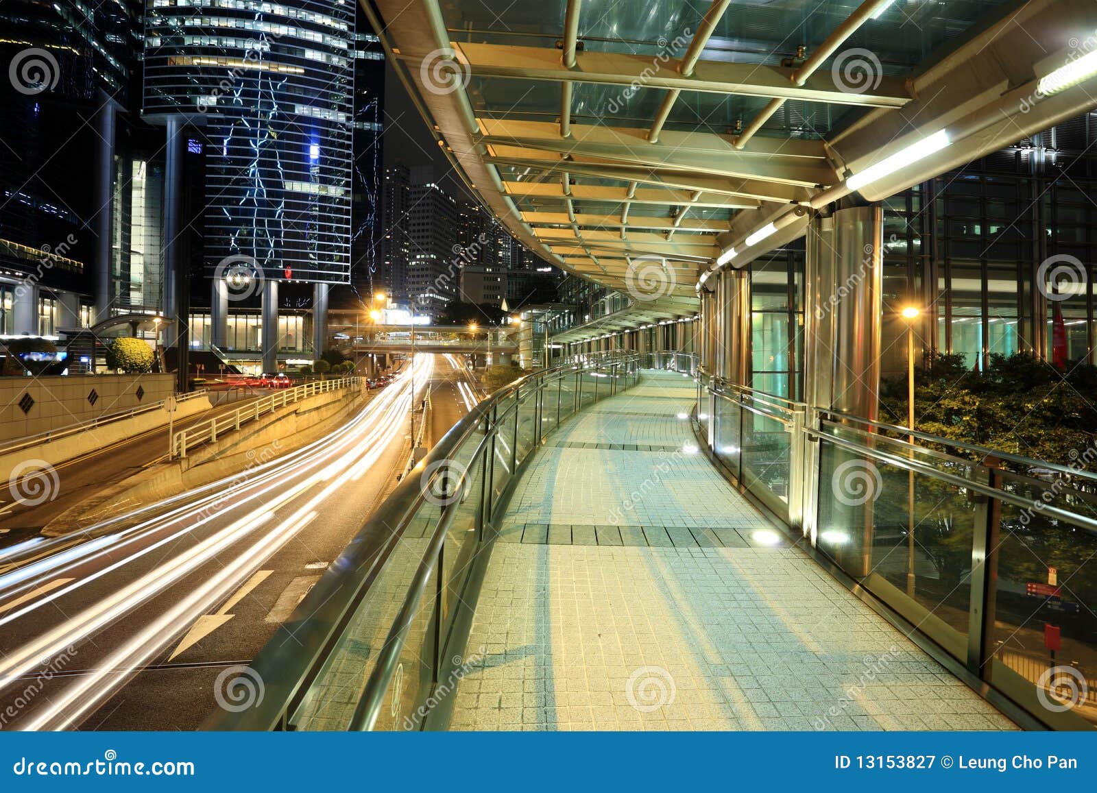 Modern footbridge at night stock image. Image of overpass - 13153827