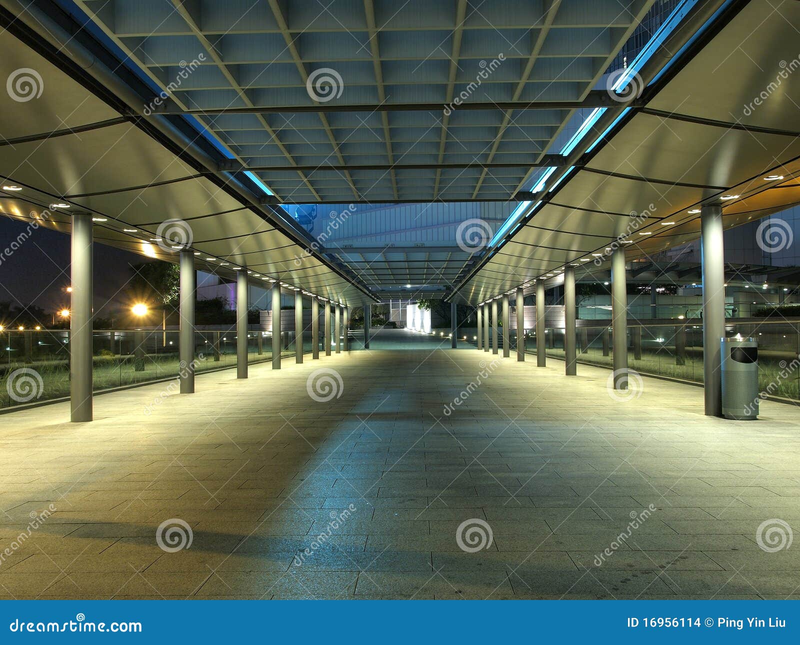 Modern Footbridge at Night stock photo. Image of central - 16956114