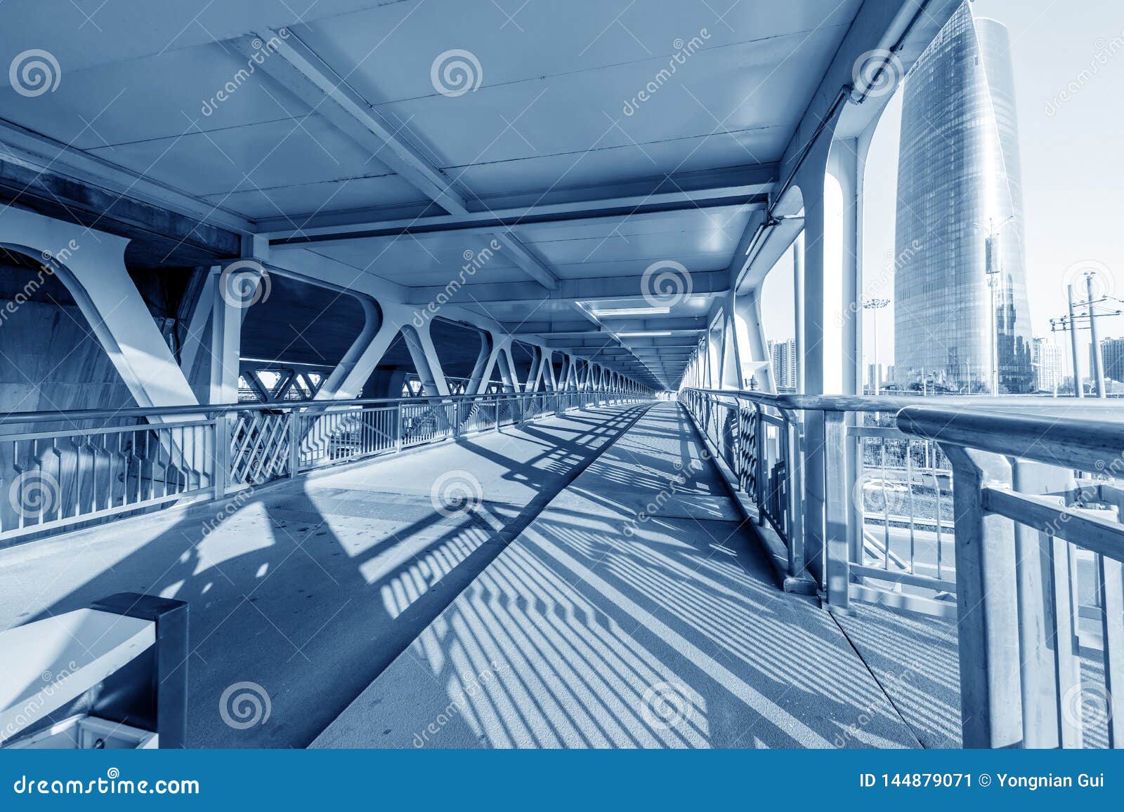 Modern bridge passage stock image. Image of glass, pedestrian - 144879071
