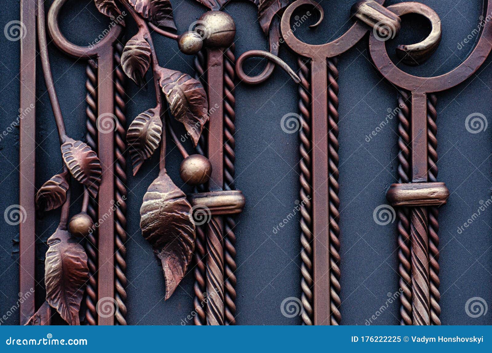 Modern Forged Metal Gate Elements Stock Image - Image of grate, steel ...